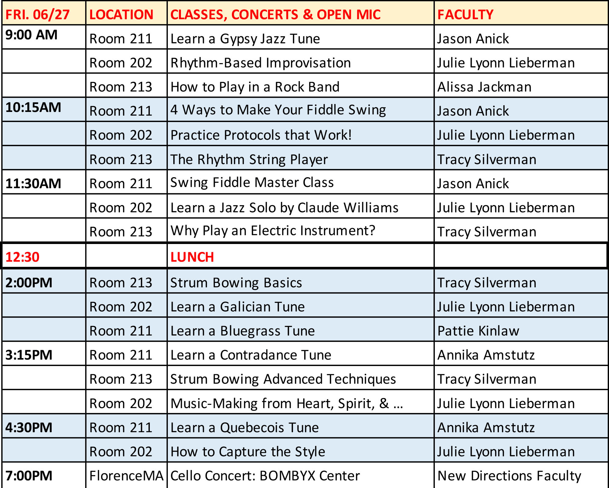 Class Schedule - Strings Without Boundaries