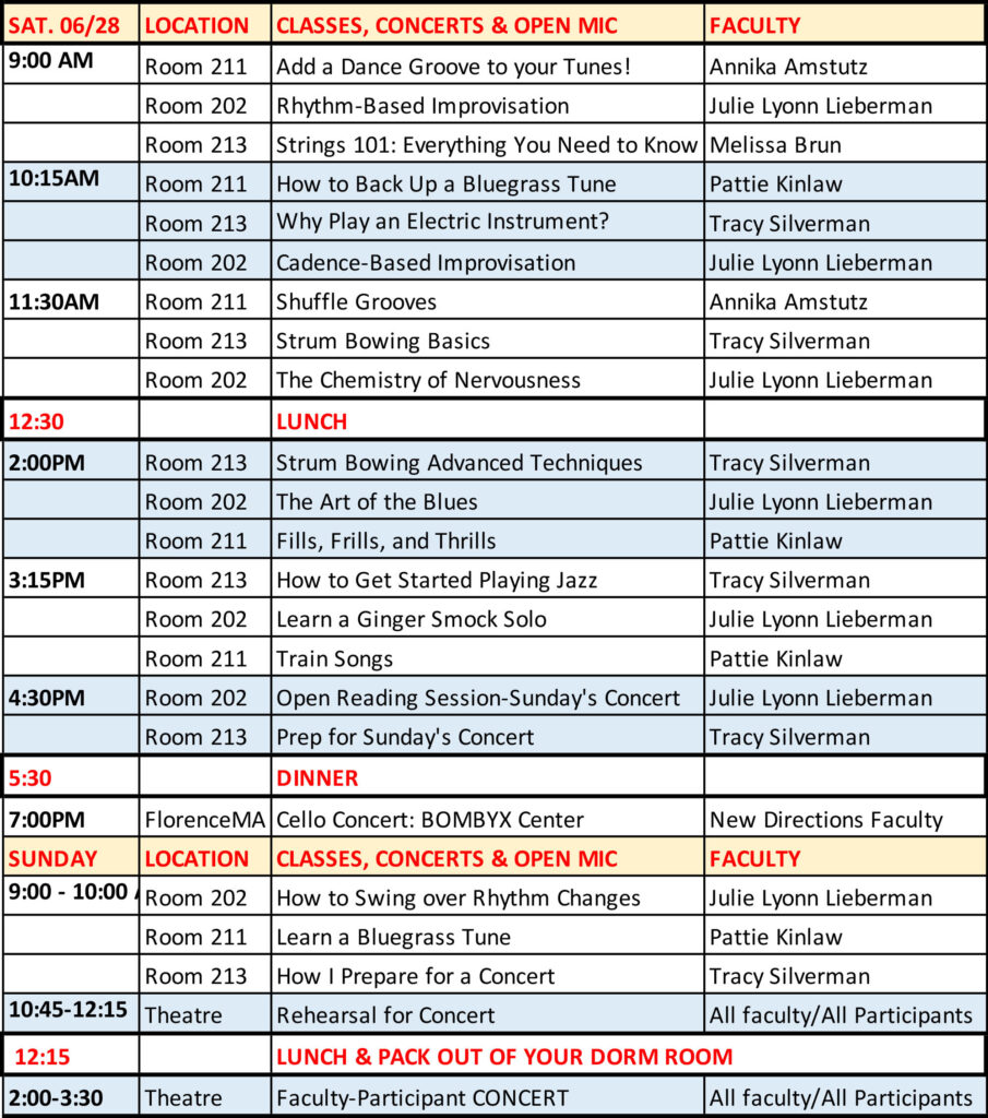 Class Schedule - Strings Without Boundaries
