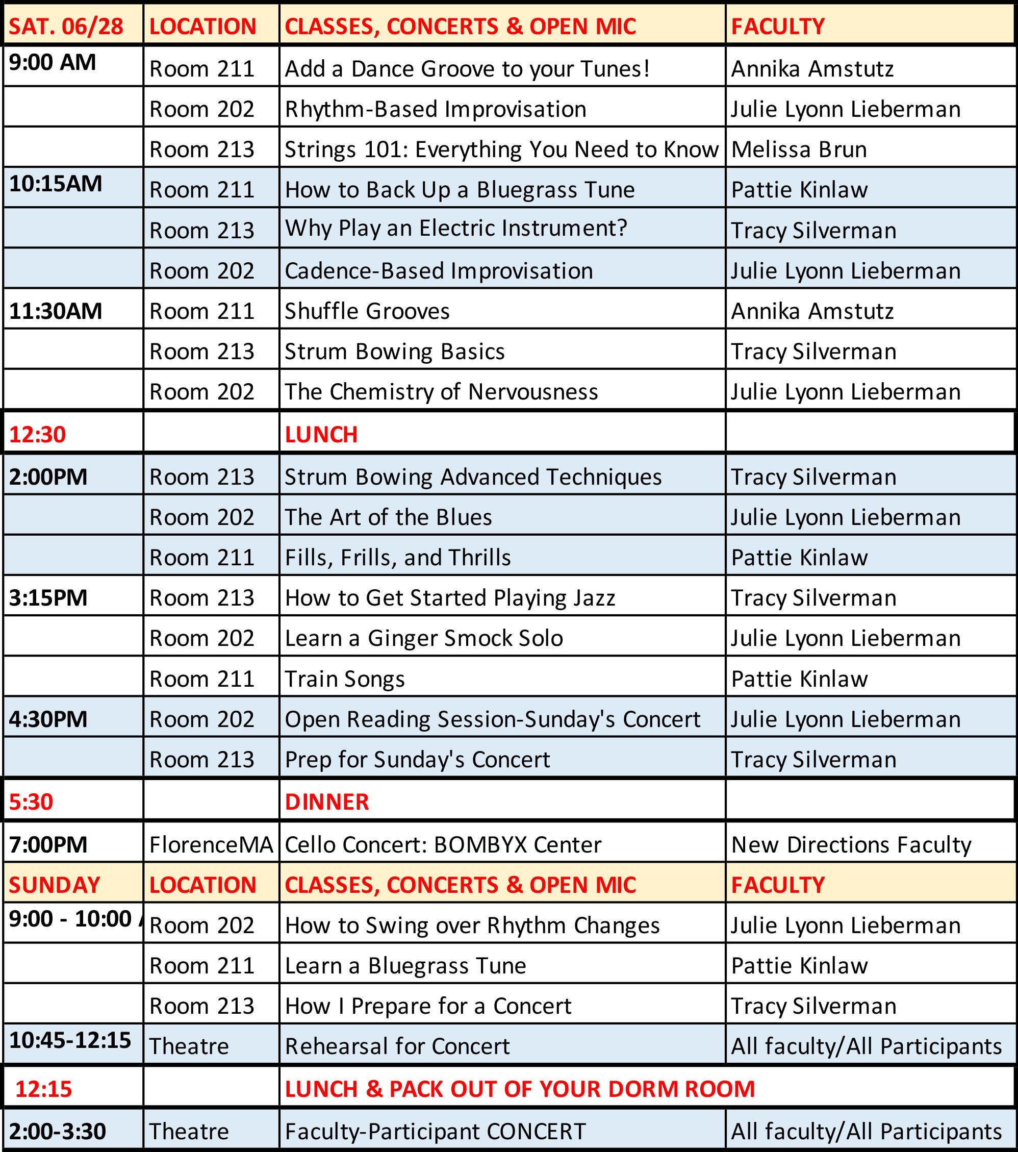 Class Schedule - Strings Without Boundaries