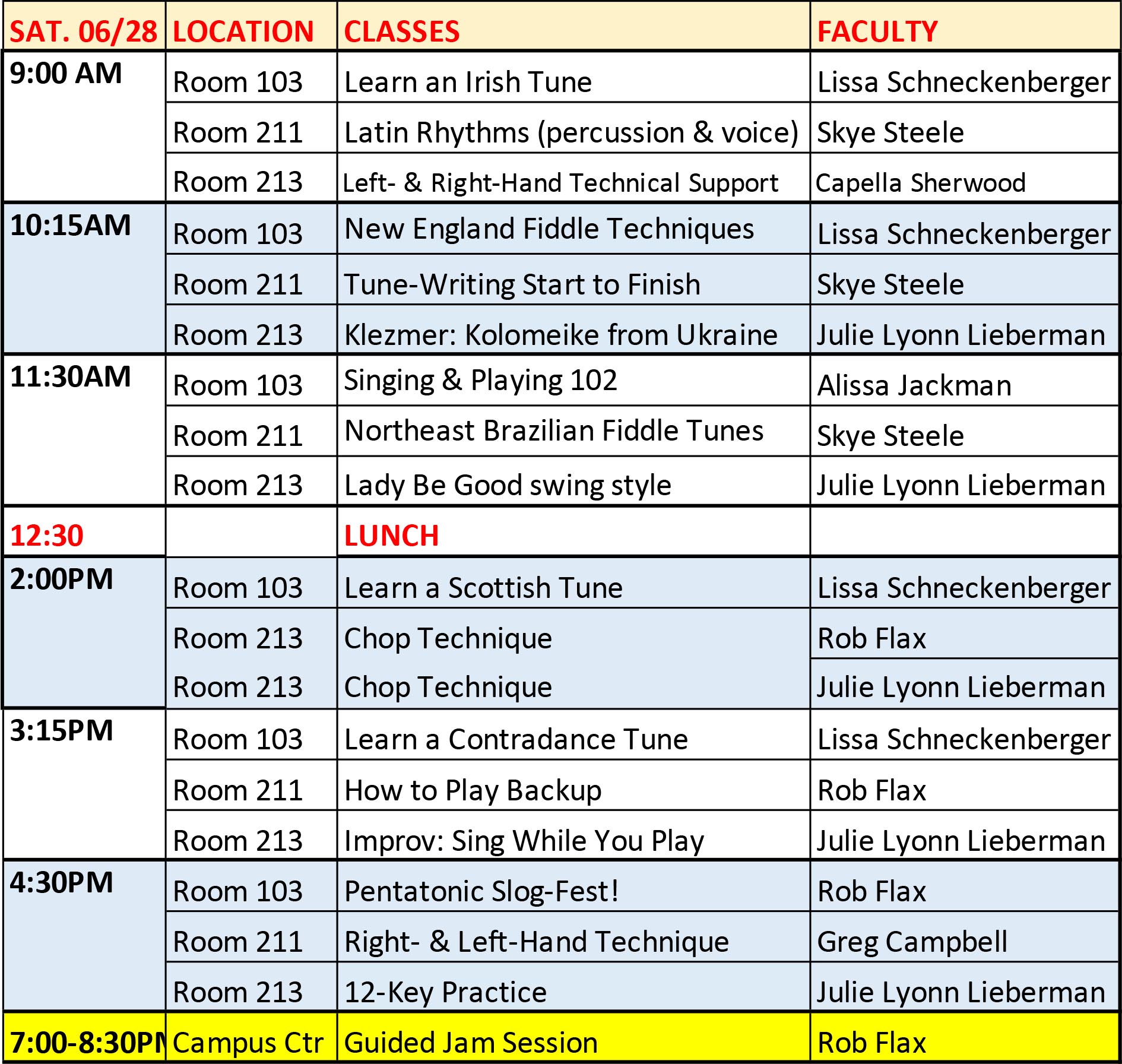 Class Schedules - Strings WIthout Boundaries