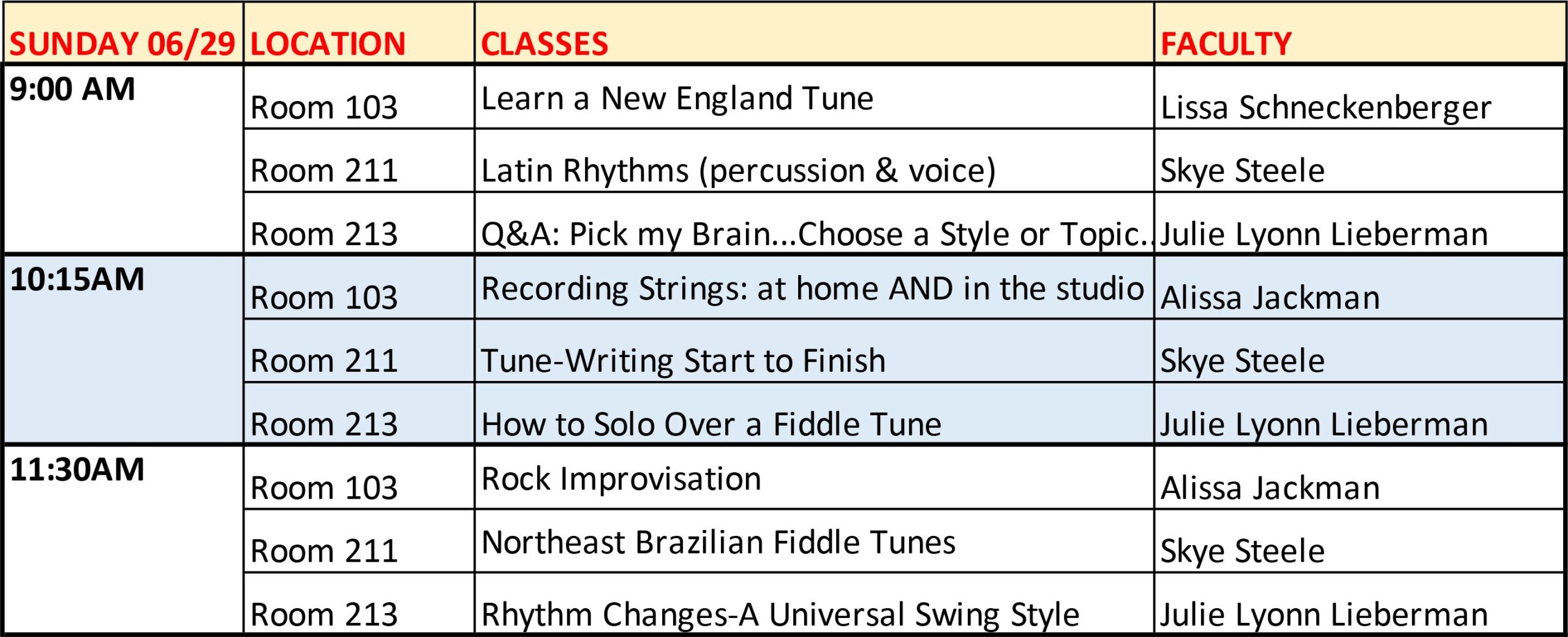 Class Schedules - Strings WIthout Boundaries